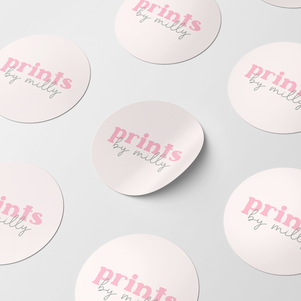 30mm Logo Sticker Sheets (48 per sheet) – Prints by Milly